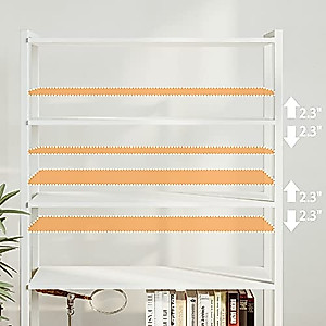 IRONCK Bookshelf and Bookcase with 2 Louvered Doors and 4 Shelves, Standing Storage Cabinet for Living Room, Home Office, Bedroom, Washroom, White