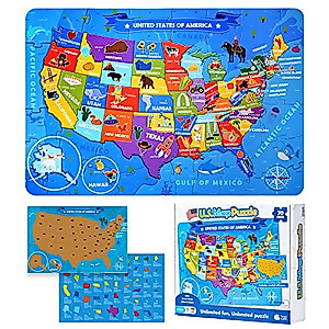 TAOZI&LIZHI United States Kids Puzzles, 70 Piece USA Map Puzzle 50 States with Capitals, Children Jigsaw Geography Puzzles Learning for Kids Ages 4-8, 3-5, 8-10-Year-Olds, US Puzzle Games