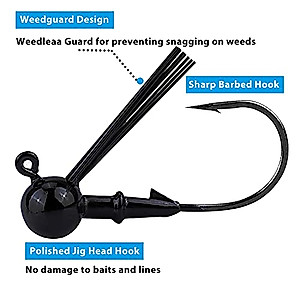 Swim Jig Football Jig for Bass Fishing,Weedless Swim Jig Heads for Bass Fishing Flipping Jig with Weed Guard Silicone Skirt Fishing Lures for Crappie Bass Trout