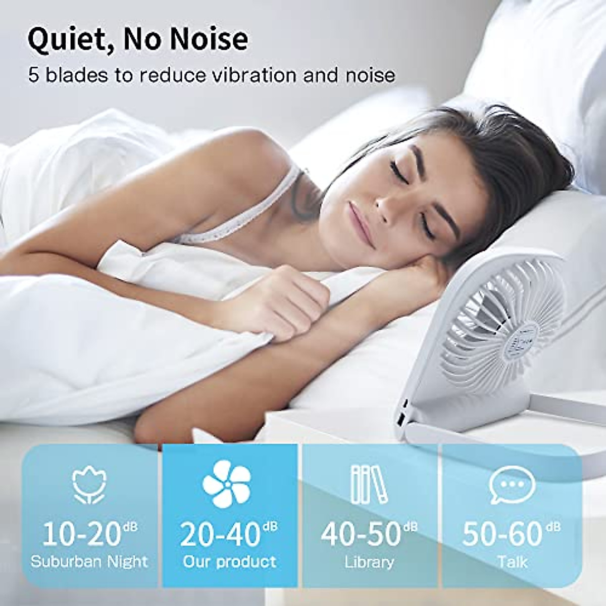 behappi 3 Speed 4800mah portable rechargeable Small Room Air Circulator desktop Fan Quiet 180° Adjustable