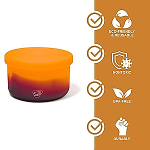 Silipint: Silicone 20oz Lidded Bowls: 2 Pack Sun Storm - Unbreakable, Flexible, Sustainable, Microwave-Oven-Dishwasher, Non-Slip
