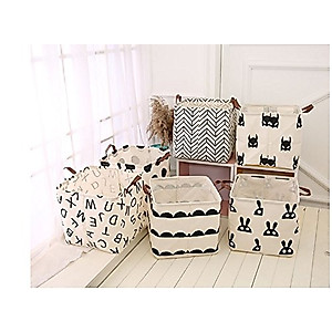 13" Storage Baskets,Square Canvas Toy Storage Bins,Durable Large Collapsible Storage Bins with Handles for Home Closet Bedroom Drawers Organizers, Toy Storing Black White 2 Pack (Dot+ Semicircle)