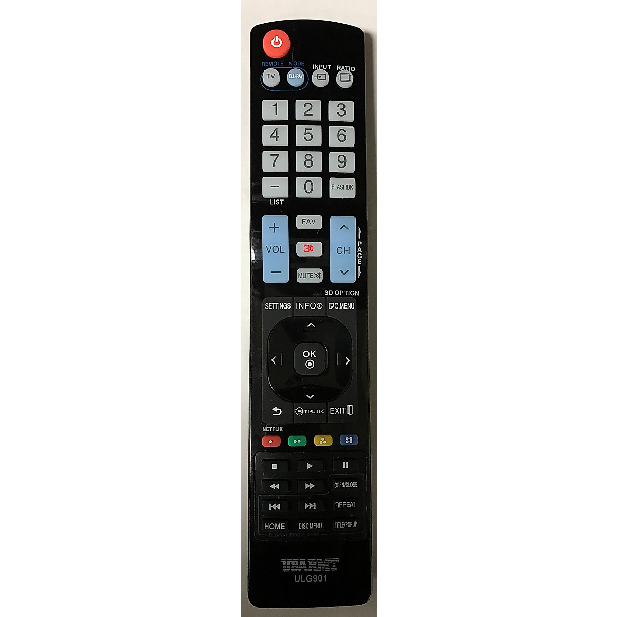 New Replaced LG Universal TV & DVD Blu-ray Player Remote Control for Almost All LG Plasma LCD LED 3D TV & DVD Blu-ray Player