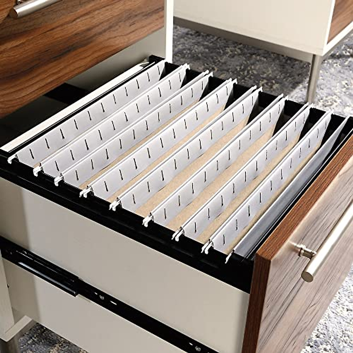 Sauder® Vista Key 60"W Executive Desk, Pearl Oak/Blaze Acacia