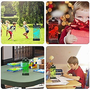 Attivolife Light up Kids Dinosaur Water Bottle with 3D Illusion Glowing Lamp, Travel Cup - 14 OZ Free Eco-Friendly Timer Function, Cool Unique Gifts for Back to School Boy Girl Toddler Camping