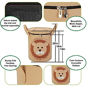 Toy Storage Organizer Bins kids Play Mat Organizer Storage Bags Box,Toy Storage for Boys & Girls,Large Toy Chest Car Playroom Organization and Storage Basket Collapsible Basket With Lid (Lion)