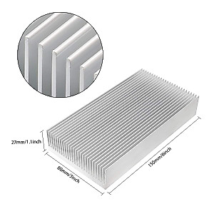 Nxtop Silver Tone Aluminium Radiator Heatsink Heat Sink 150x80x27mm， 6" x 3" x 1.1"(L*W*H)