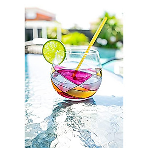 Antoni Barcelona Stemless Balloon Wine Glasses Set of 2 (21.5 Oz) – EXCLUSIVE BOX -Handblown & Handmade, Painted Red Wine Glass, Gifts for Women, Birthdays, Anniversaries, and Weddings - 2 Unit