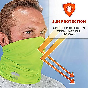 Ergodyne - 42127 Chill-Its 6487 Cooling Neck Gaiter, Multiple Ways to Wear Headband or Face Mask,Lime Hi-Vis Lime