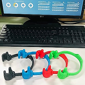 YuCool 4 Packs OK Cell Phone Stands, Adjustable Flexible Cellphone Stand,Mobile Smartphone Display Holder-4 Colors