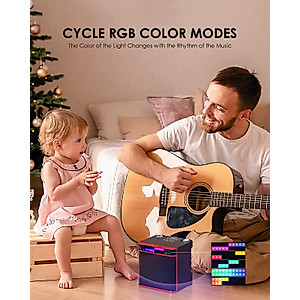 FULLIFE Karaoke Machine, Portable Bluetooth Karaoke Speaker with 2 Wireless Microphones for Adults & Kids, PA System with LED Light, Home Karaoke Set, Supports TF/AUX/USB, for Parties, Meetings