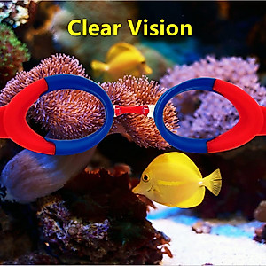 Hually Kids Swim Goggles, Leak Free Swimming Goggles for Children, Easy to Adjust, Anti-UV Anti-Fog Swim Glasses for Boys Girls Age 3-12 Perfect for Kids Swimming Lessons（2 Pack）