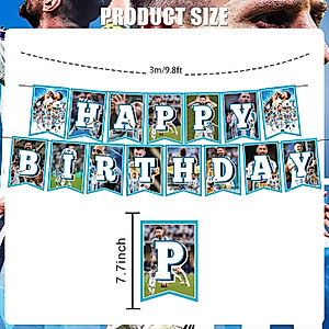 Soccer Birthday Decorations, Soccer Birthday Party Decorations Include 12 Cupcake Topper, 2 Banner, 3 Centerpieces, and 6 Hanging Swirls, Soccer Themed Birthday Party Supplies for Kids