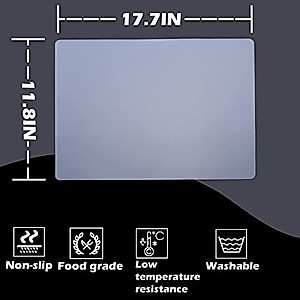 PABUSIOR Silicone Refrigerator Liners - Non Slip, Heat Resistant, Waterproof, Easy to Clean, Clear Silicone Mat for Crafts, Baking, Resin, Fridge Glass Shelves, Kids Placemats (4 PCS,11.8 x 17.7 Inch)