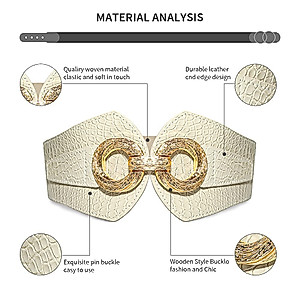 gingokuo Wide Elastic Waist Belts for Women Fashion Cinch Belts for Dresses Jeans Jumpsuit black+Beige XXL