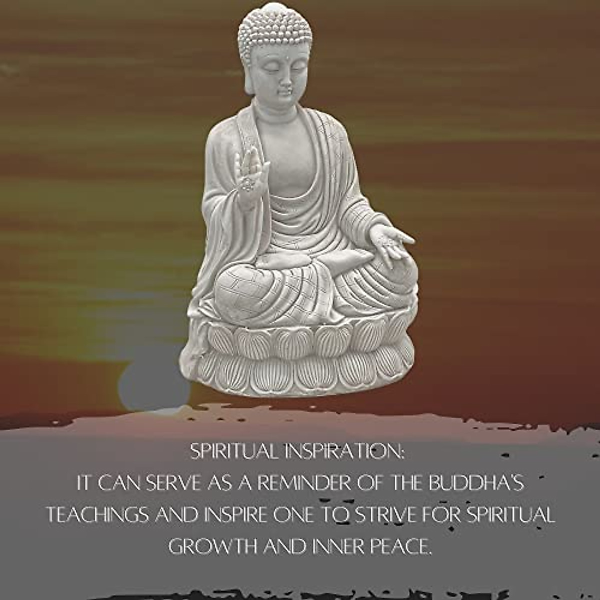 Bellaa 23279 Meditating Buddha Statue 12" inch Lotus Mudra Sitting Buda Altar Sculptures Japanese Zen Garden Decor Figurines