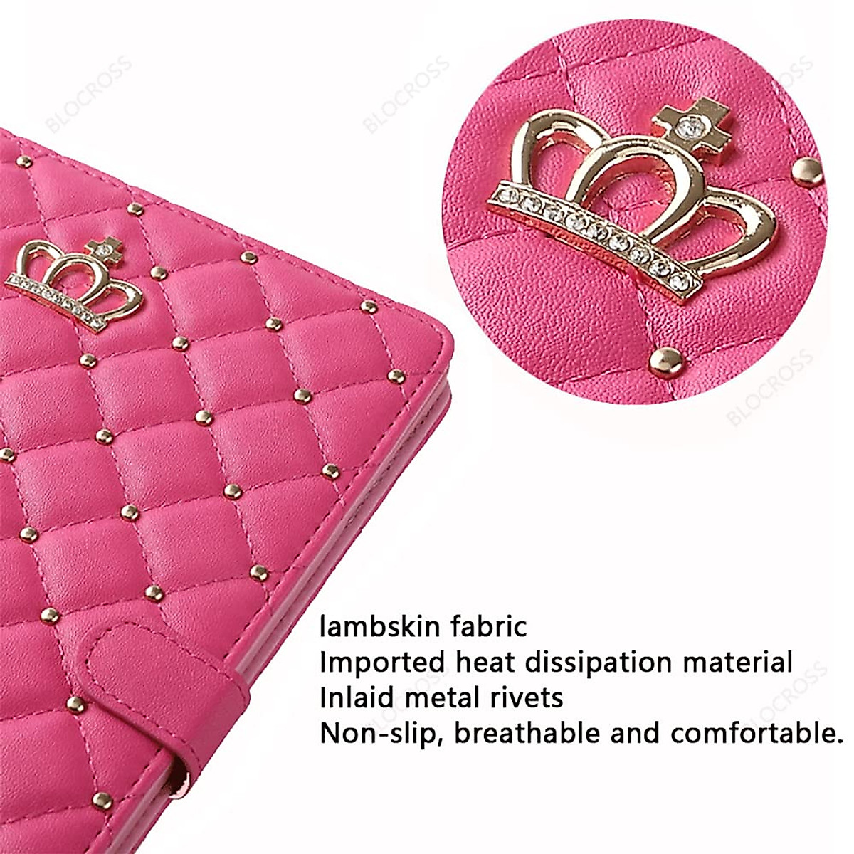 AmazFCCY Cute Crown Case for iPad 10th Generation 10.9 Inch 2022, iPad 10 Rhinestones Bling Diamond PU Leather Smart Auto Sleep/Wake Stand Shockproof for Apple iPad 10th Gen 2022 Release(Rose Red)