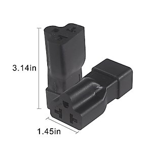 QIUCABLE IEC to NEMA Adapter,5-15R to C20,5-20R to C20,6-15R to C20,6-20R to C20;IEC 320 C20 Male to 4-in-1 Nema 5-15R/20R 6-15R/20R Female,T Blade Plug Adapter,Power Converters Comb Adapter(2-Pack)