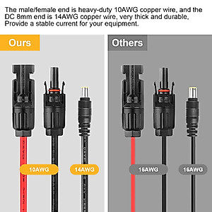 PAEKQ Solar Panel Connector to DC 8mm Adapter Cable, Solar Connectors Extension Cable 6Ft 14AWG with DC 5.5x2.5mm and DC 3.5x1.35mm Adapter for Jackery GZ Yeti and 8mm Input Port Solar Generator