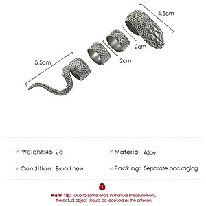 Sttiafay Punk Snake Rings Set for Women Men Stackable Knuckle Matching Rings Silver Serpent Index Finger Rings Halloween Cosplay Accessories