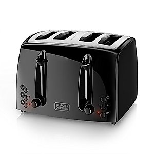 BLACK+DECKER 4-Slice Toaster, Extra-Wide, Black, TR1410BD
