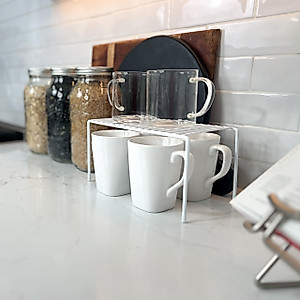 Evelots 2 Pack Kitchen/Bathroom/Pantry/Freezer/Office Extra Shelf-Cabinet Organizer-Double Space-Sturdy Metal-Scratch Resistant PE Plastic Coating-Plastic Feet-White