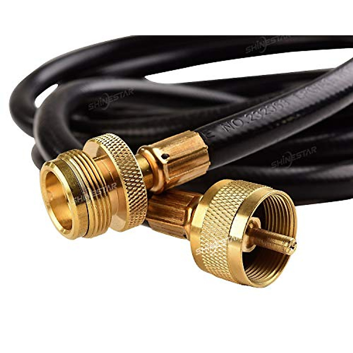 SHINESTAR 12ft and 5ft Propane Hose Extension for Distribution Tree, 1lb lp Hose Assembly with 1in x20 Female Throwaway Cylinder Thread x 1in x20 Male Thread - T and Y Connector