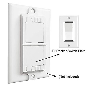 Rocker Switch Plate Cover Guard, ILIVABLE Child Proof Light Switch Guard Protects Your Lights or Circuits from being Accidentally Turned On or Off by Children and Adults (2 Pack White)