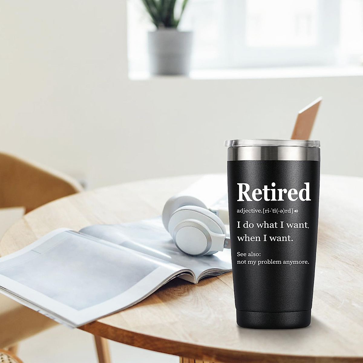 MASGALACC Retirement Gifts for Men Women Coworkers - Funny Retired 2025 Party Decorations for Coworkers, 20oz Stainless Steel Double Wall Vacuum Insulated Tumbler, Black