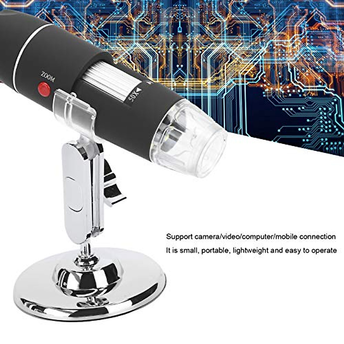 500X LED Microscope, 500X USB Digital Microscope Electron Microscope Adjustable 8LED Magnifying Glass with Stand Support Camera/Video/Computer/Phone