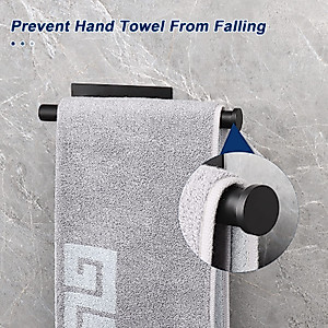 NearMoon Self Adhesive Hand Towel Holder/Towel Ring, Stainless Steel Hand Towel Bar Rustproof Stick on Wall-Towel Rack for Bathroom/Kitchen, Adhesive and Wall Mounted (1, Matte Black)