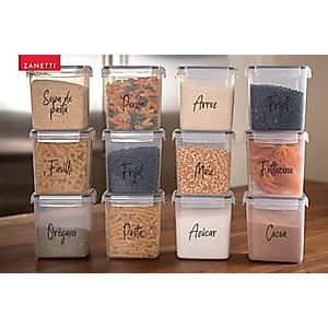 Zanetti Pantry Labels for Food Containers, Kitchen Food Labels for Storage Canisters & Jars, in Spanish (Black)