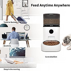 Vinticc Automatic Timed, Pet Dry Food Dispenser for Cat and Dog, WiFi Cat Feeder with APP Control, 20 Portions, 1-6 Meals Per Day, Up to 10s Meal Call