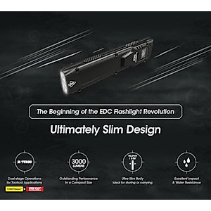 Nitecore EDC27 Every Day Carry Rechargeable Flashlight - 3000 Lumens w/Eco-Sensa USB-C Charging Cable