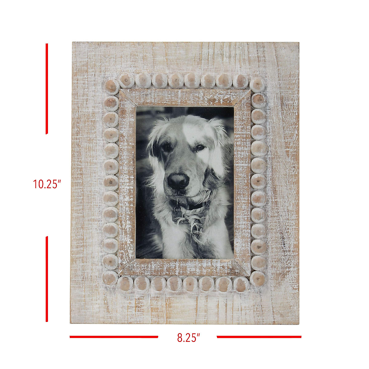 Foreside Home and Garden White Antique 4 x 6 inch Bead Decorative Wood Picture Frame (FFRD09927)