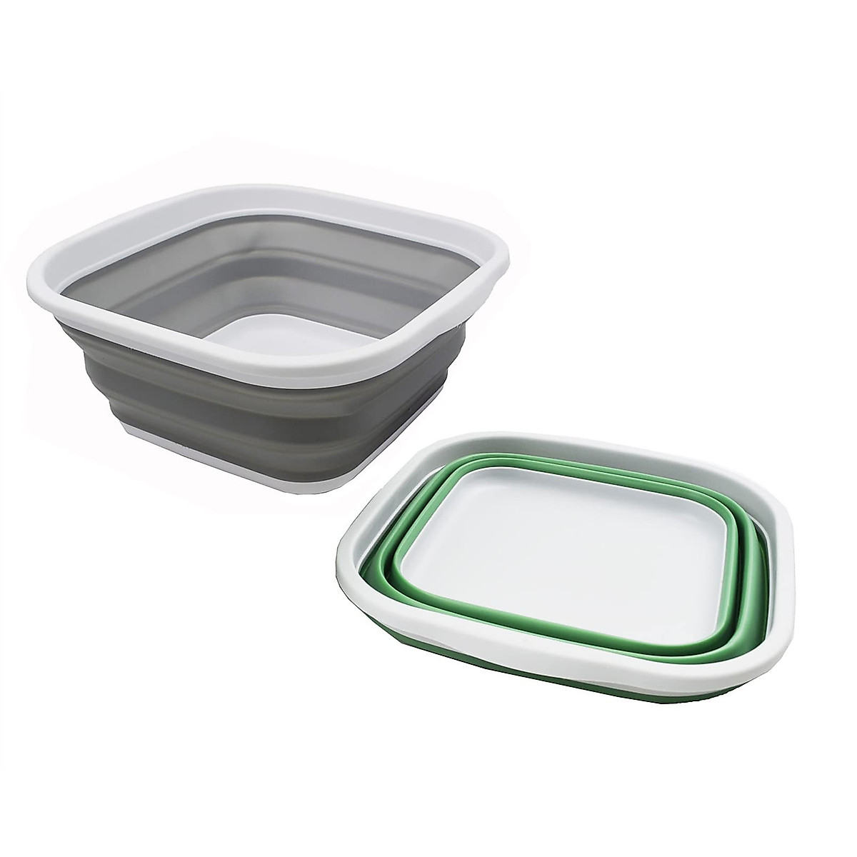 SAMMART 5.5L (1.4 Gallons) Set of 2 Collapsible Tub - Foldable Dish Tub - Portable Washing Basin - Space Saving Plastic Washtub