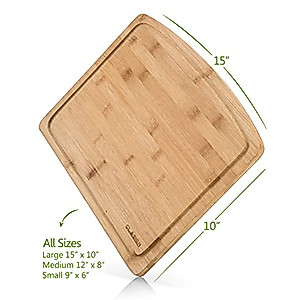 Organic Bamboo Cutting Boards for Kitchen Set of 3 - Eco-Friendly 100% Natural Bamboo Wooden Chopping Board with Juice Groove for Food Prep, Meat, Vegetables, Fruits, Crackers & Cheese - by Clasier