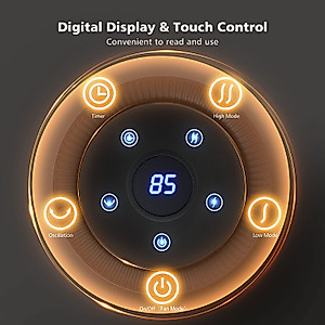 Space Heater, Portable Electric Heaters for Indoor Use, 1500W Oscillation Small Desk Heater Fan with Digital Display & Touch Control for Bedroom, Office