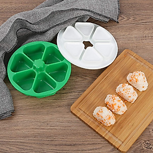 6 in 1 Onigiri Mold Triangle Sushi Mold Multifunctional Rice Ball Mold for Making and Storing Sushi - Once Quickly Make 6pcs Onigiri Green