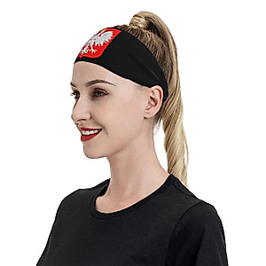 Polish Eagle Polska Poland Flag Sports Headbands Unisex Yoga Non-Slip Quick-Drying Workout Hairband