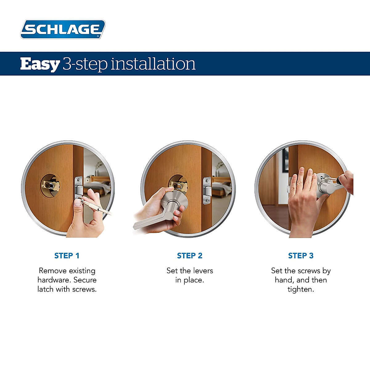 Schlage F10 FLA 605 Flair Door Lever, Hall & Closet Passage Lock, Bright Brass
