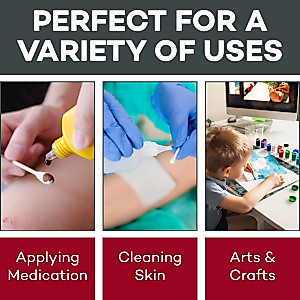 Dealmed 6" Cotton-Tipped Wood Applicators – 1,000 Non-Sterile Cotton-Tipped Applicators, 100 Applicators Per Pouch, Ideal for Application of Medication, Cleaning Skin, Arts and Crafts and More