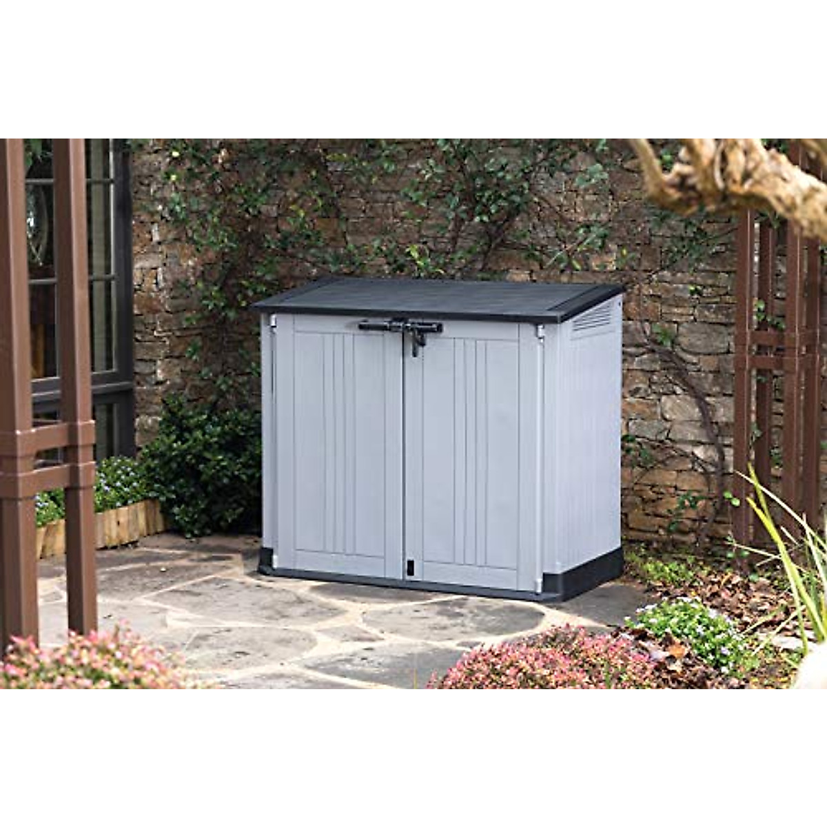 Keter 249317 Store it Out Nova Outdoor Garden Storage Shed, 32 x 71.5 x 113.5 cm, Light Grey with Dark Grey Lid