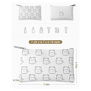 FERYES Cute Cat Silicone Makeup Bag for Travel, Cosmetics Bag for Makeup Brush & Essential Makeup Tools, Make Up Zipper Pouch Gifts for Women - White