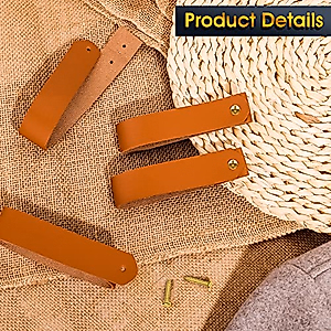 Abeillo 4 Pcs Medium Leather Wall Hooks, Artificial Leather Straps Hanger Wall Mounted Towel Hook Hanging Strap Holder for Bathroom Kitchen Bedroom Nordic Boho Decor (Brown)