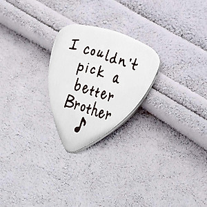Warehouse No.9 I Couldn’t Pick A Better Brother, Stainless Steel Guitar Pick Jewelry Gift for Friend Brother Musician Guitar Player Birthday Christmas Gift