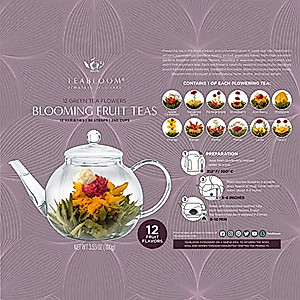 Teabloom Fruit Blooming Teas – 12 Unique Flower Varieties of Blooming Tea in 12 Delicious Fruit Flavors – Each Flowering Tea Ball Steeps Up to 3 Times