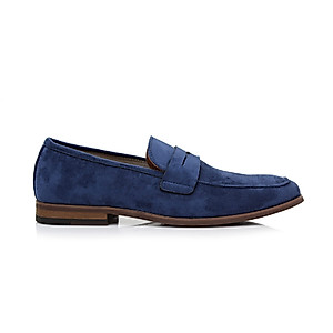 Ferro Aldo Dylan MFA19671 Classic Moc-Toe Penny Loafers for Men Royal Blue Suede 10