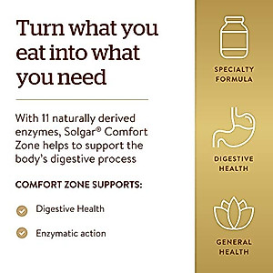 Solgar Comfort Zone Digestive Complex, 90 Vegetable Capsules - Enzymes for Digestion - Support The Body’s Natural Digestive Process - Break Down Difficult To Digest Foods - Kosher - 90 Servings