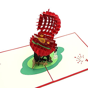 Liif BBQ Steak And Grill Barbecue Fathers Day Pop Up Card, 3D Greeting Card for All Occasions, Happy Birthday Card For Dad, Father, Husband, Boyfriend, Chef, Thank You, Retirement Card